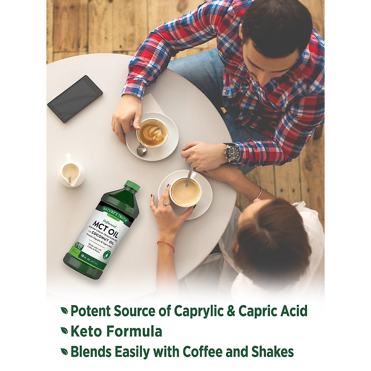 MCT Oil | 16 fl. oz | Keto, Unflavored Formula | with Coconut Oil | Vegan, Non-GMO, and Gluten Free Supplement | by Nature's Truth