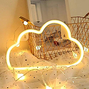 QiaoFei Neon Light,LED Cloud Sign Shaped Decor Light,Wall Decor for Chistmas,Birthday Party,Kids Room, Living Room, Wedding Party Decor (Warm White)