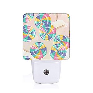 Bright Colored Lollipop Night Light Dusk to Dawn Smart Sensor,White Led Nightlight for Bedroom,Bathroom,Kitchen,Hallway,Stairs,Energy Efficient,Decor Desk Lamp
