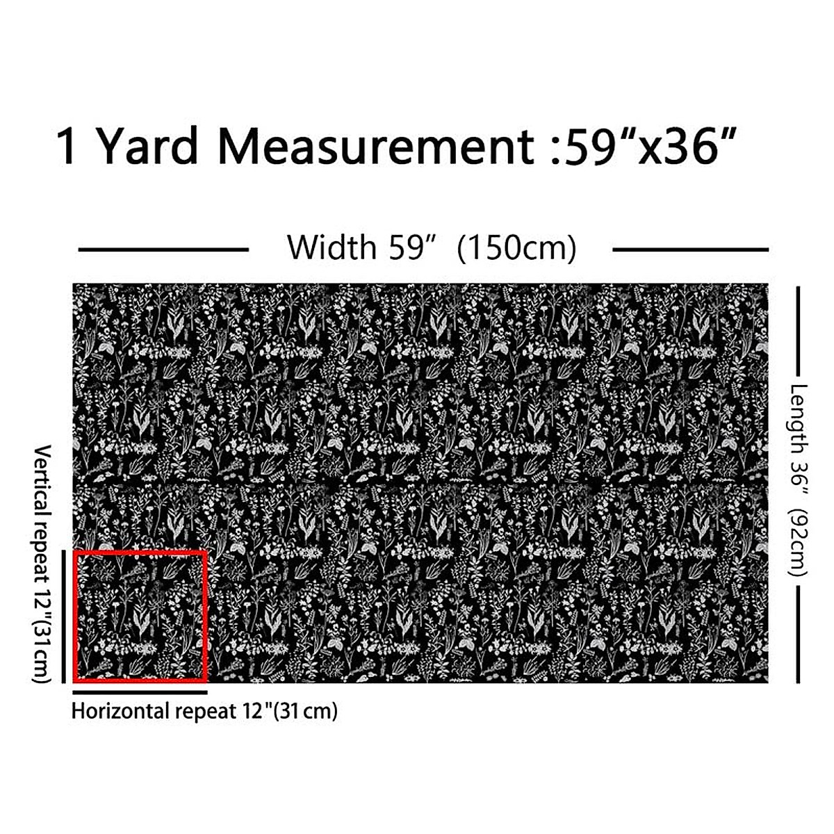 Feelyou Floarl Upholstery Fabric by The Yard, Farmhouse Flowers Pattern Reupholstery Fabric for Chairs, Garden Floral Botanical Decorative Waterproof Outdoor Fabric, 3 Yards, Black White