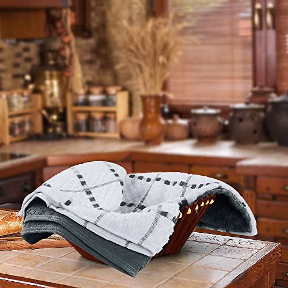 Utopia Towels Kitchen 12 Pack, 15 x 25 Inches, 100% Ring Spun Cotton Super Soft and Absorbent Linen Dish Towels, Tea Bar Set (Grey)