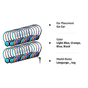 32 Pack Headphones Student Headphone Adjustable on Ear Headphone Library Headphone Wire Classroom Headphone with 3.5 mm Headphone Plug for Boys Girls Adults School (Light Blue, Orange, Blue, Black)