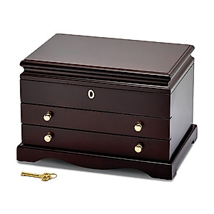 FB JEWELS Solid Mahogany Matte Finish Poplar Veneer 2-Drawer Jewelry Box