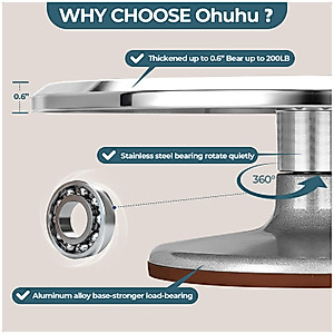 Cake Stand, Ohuhu Aluminium 12''Cake Turntable Decorating Bakery Supplies - BPA-Free Frosting Spinner Rotating Revolving Lazy Susan