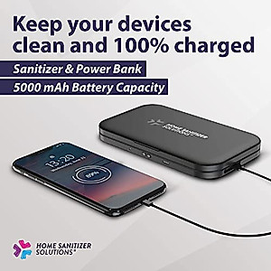 UV Phone Sanitizer with Smartphone Charger Powerbank 5000 mAh - Collapsible Ultraviolet Disinfection and Sterilization Light Box for Keys Wallet Money Jewelry