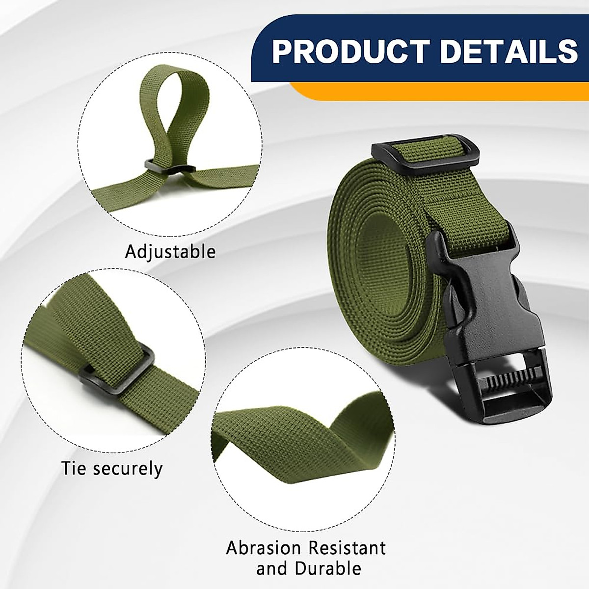 Tie Down Strap, Luggage Straps, Buckle Straps Adjustable, Nylon Strap with Buckle, Heavy Duty Luggage Straps, Adjustable Nylon Straps for Motorcycle Cargo Trucks Trailer Luggage (Army Green)
