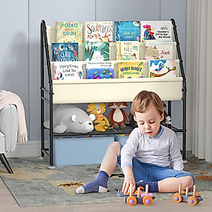 ORLESS Kids Bookcases Freestanding Book Shelf for Kids Rooms, Bedroom, Children Bookcase Toy Storage Metal Black Cabinets Shelves