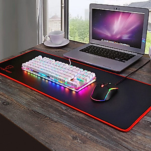Feilx Mechanical Keyboard Red Blue Switch 87 Key Backlit Mechanical Gaming Gaming Keyboard for PC/Mac Gamer, Typist (Color : White)