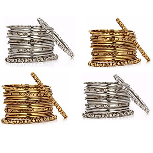 Efulgenz Boho Vintage Antique Ethnic Gypsy Tribal Indian Oxidized Bracelet Bangles Set Jewelry, 2-6, Copper, not known