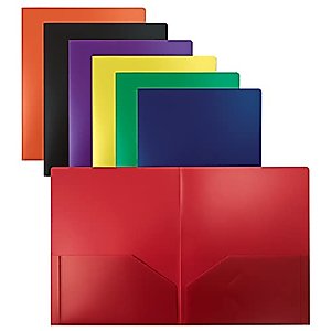 Better Office Products Poly 2 Pocket Folders Heavyweight, 36 Piece