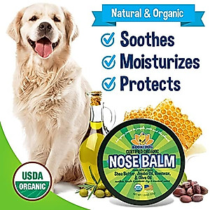 USDA Certified Organic Nose Balm for Dogs & Cats | Natural Soothing & Healing for Dry Cracking Rough Pet Skin | Protect & Restore Cracked and Chapped Dog Noses (Nose Balm, 2 oz)