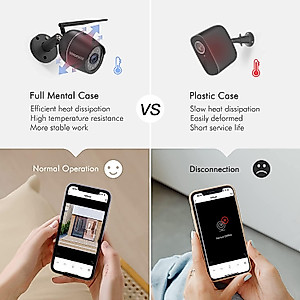 2 Pack GOAOFOEOI 1080P WiFi Full Metal Case Cameras for Home Security Outdoor Waterproof Bullet Camera Two-Way Audio, Motion Detection Alert, SD Card Cloud, Compatible with Alexa