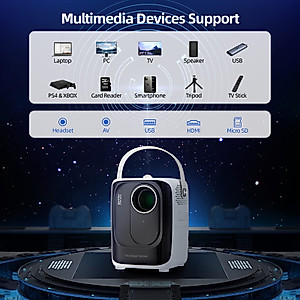 5G WiFi Portable Video Projector, 1080P HD Projector 9000L Mini Projector with Tripod, Outdoor Movie Projector Supported Compatible with Bluetooth / WIFI / USB / SD Card