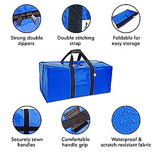 Odians Extra Large Storage Bags (Pack of 4) - Waterproof Zippered Bag for Organising Laundry, Toys, Sports Gear & More - Oversized Moving Bags - Heavy Duty Clothing Storage Totes with Handles