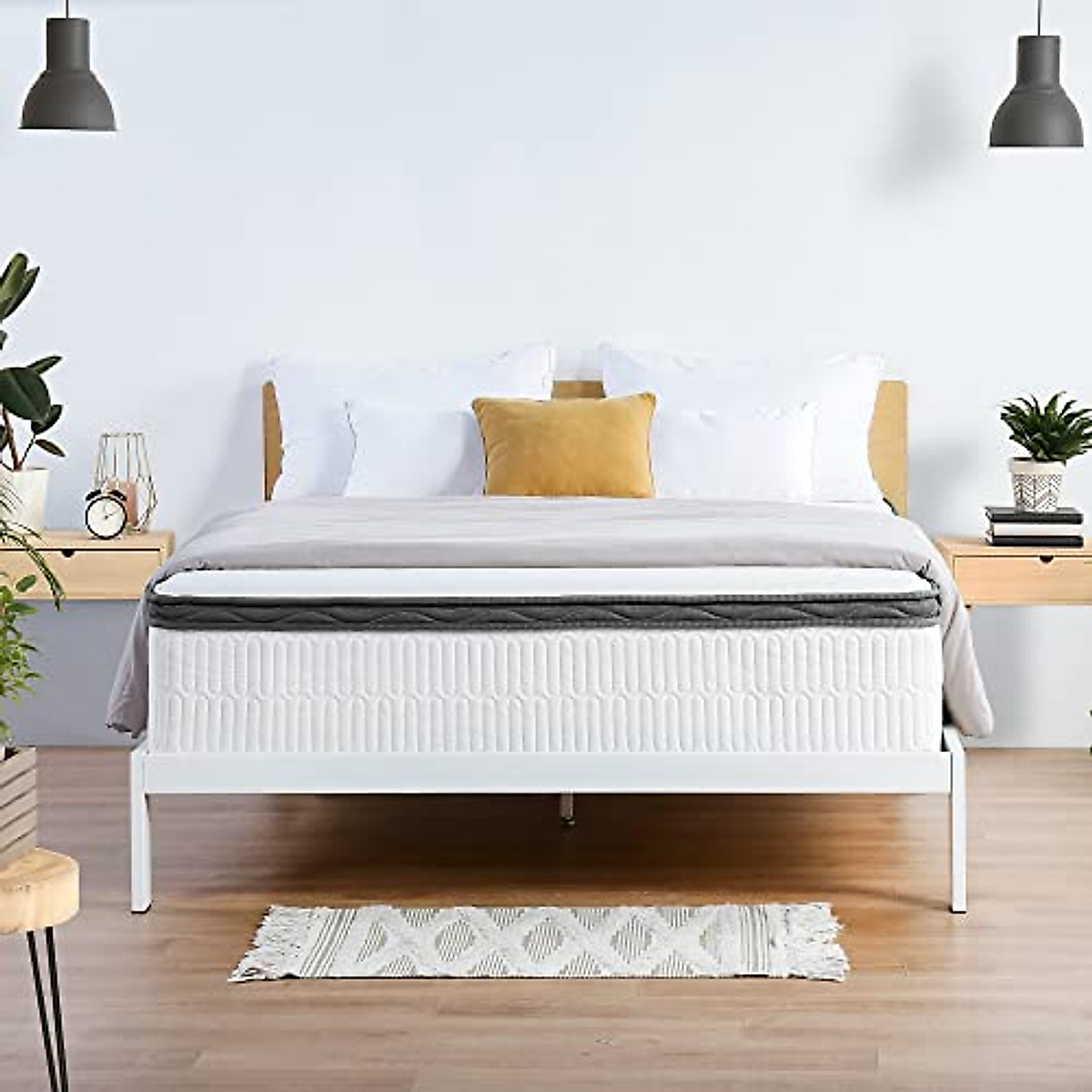 Oleesleep 13 Inch Dual Layered Gel Hybrid Memory Foam Mattress, CertiPUR-US Certified, Gray, King