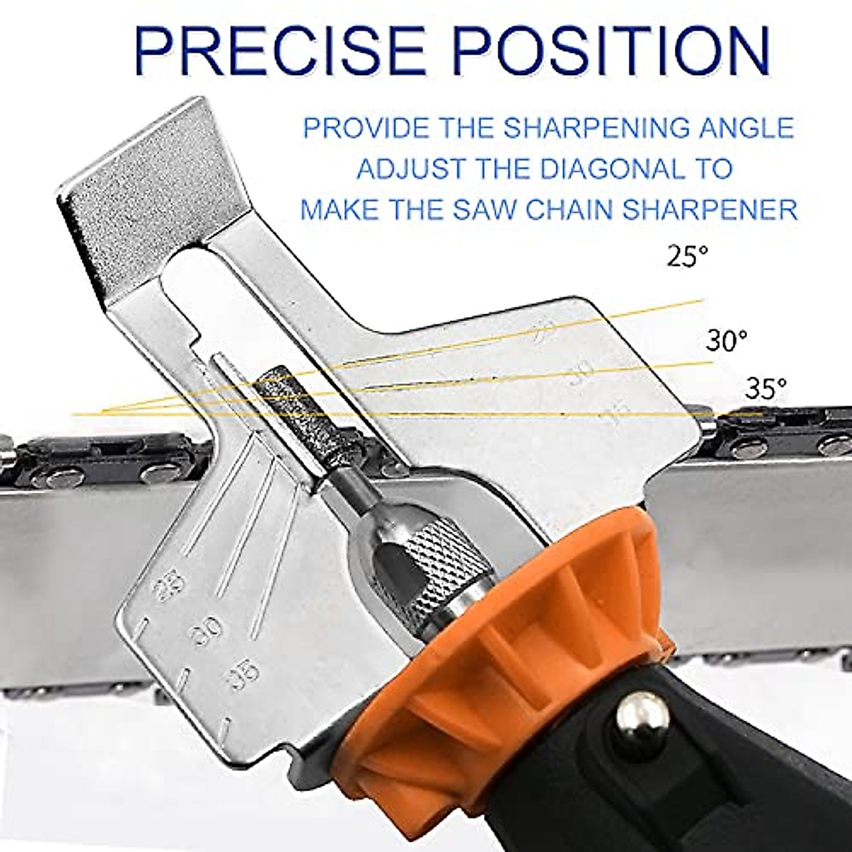 Chainsaw Sharpening Attachment Kit - 8Pcs Chain Saw Blade Teeth Sharpener Set with Angle Guide and Diamond Burr Grinding Stone Files, Drill Power Tool Accessories for Gardening Lawn Mower Chainsaw