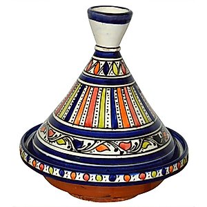 Serving Tagine Handmade Ceramic Tajine Dish Exquisite 10" Multicolored