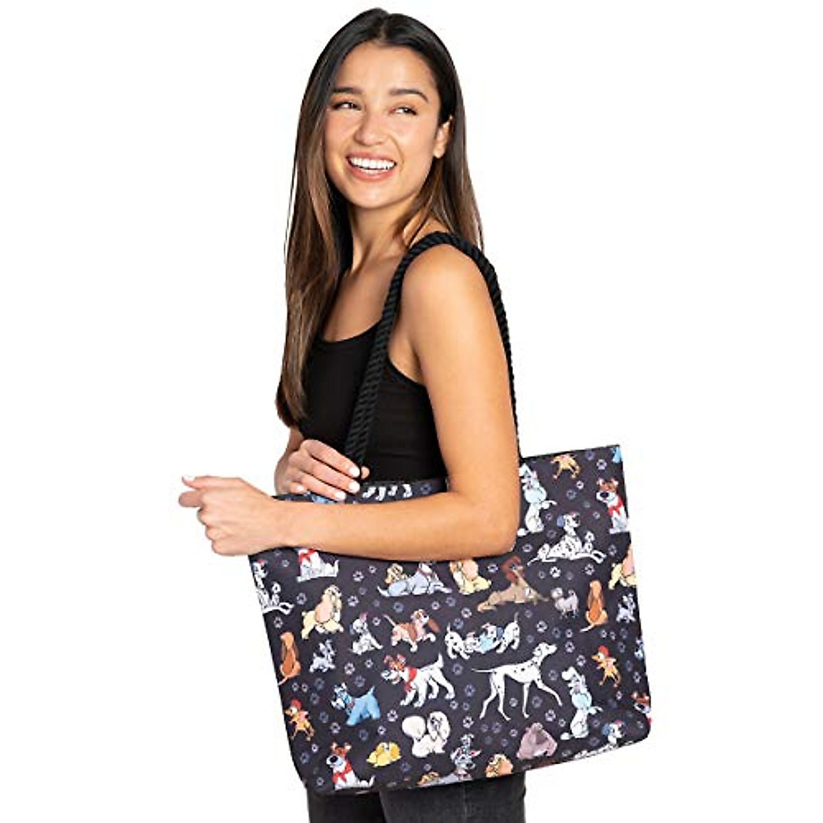 Disney Tote Travel Bag Dogs: Dalmatians Lady Tramp Copper Dodger All Over Print