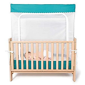 YeTrini Crib Safety Tent,See Through Mesh Crib Netting Mosquito Nets Sturdy Crib Cover to Keep Toddler from Climbing Out,to Keep Cats Out,to Keep Baby in-Gray