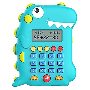 HONGID Electronic Math Games for Kids 4-6-8,Dinosaur Calculator for Kids with Music,Addition,Subtraction,Multiplication & Division,Learning Educational Toys Gifts for Boys Girls Age 4 5 6 7 8+