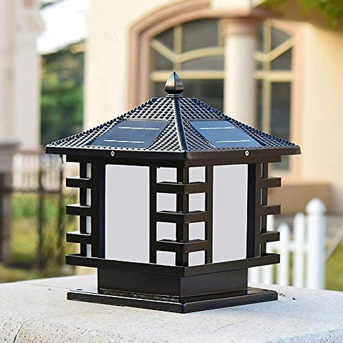 Solar Column Headlight Exterior Energy Saving LED Post Lantern Super Bright Garden Home Wall Light Street Antique Pillar Lamp Fixture
