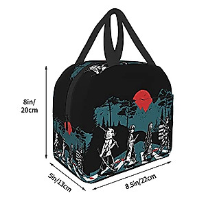 WCRSAIN Black Anime Lunch Bag Insulated Women Men Portable Lunch Box Reusable Tote For Travel Office Outdoor Beach Bento Storage Organizer