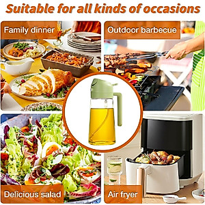 Oil Dispenser Bottle for Kitchen,2 in 1 Olive Oil Dispenser and Oil Sprayer,17oz/500ml Olive Oil Bottle,Oil Sprayer for Cooking,Premium Glass Oil Bottle,Oil Mister Kitchen,Salad,Barbecue(Green)