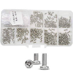 M1 M1.2 M1.4 M1.6 Pan Head Small Machine Screw Phillips Round Head Metric Thread Bolt Assortment Kit 304 Stainless Steel