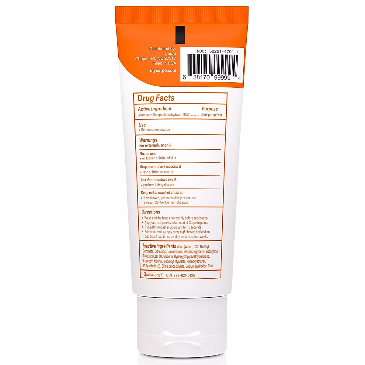 Carpe Antiperspirant Hand Lotion, A dermatologist-recommended smooth lotion that helps stop hand sweat, Great for hyperhidrosis (Original Eucalyptus)