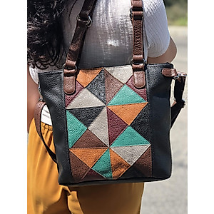 Roma Leathers Gun Concealment Purse - Patchwork Leather Adjustable Strap