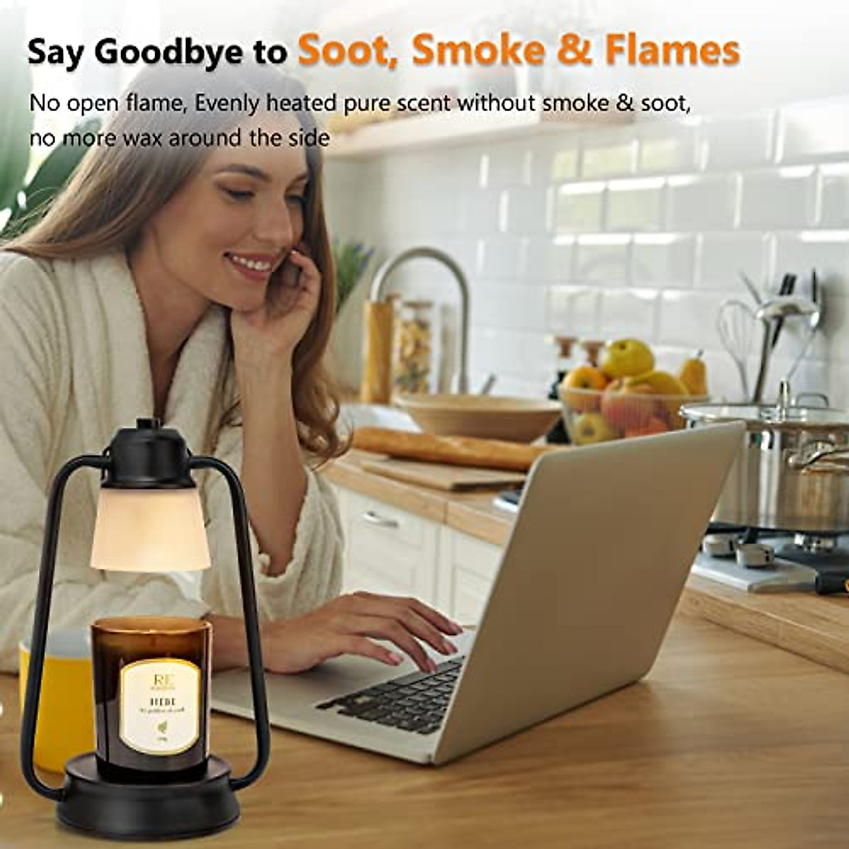 Candle Warmer Lamp Dimmable Timer: Electric Metal Top Down Light Heat Melting Wax Candles with 2 50W Lights Bulbs Vintage Fits Large Small Jar Scented Candel Warming Lantern for Valentine's Day Gift