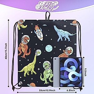 RLGPBON Dinosaur Drawstring Backpack for Kids Girls and Boy,Boys Drawstring Bag,Sports Gym Bag for Boys, Kids Waterproof Swimming Bag Beach Sackpack
