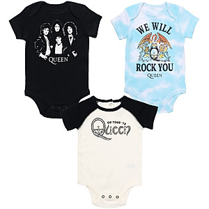 Queen Newborn Baby Boys Baby 3 Pack Short Sleeve Bodysuits Blue/Black 3-6 Months