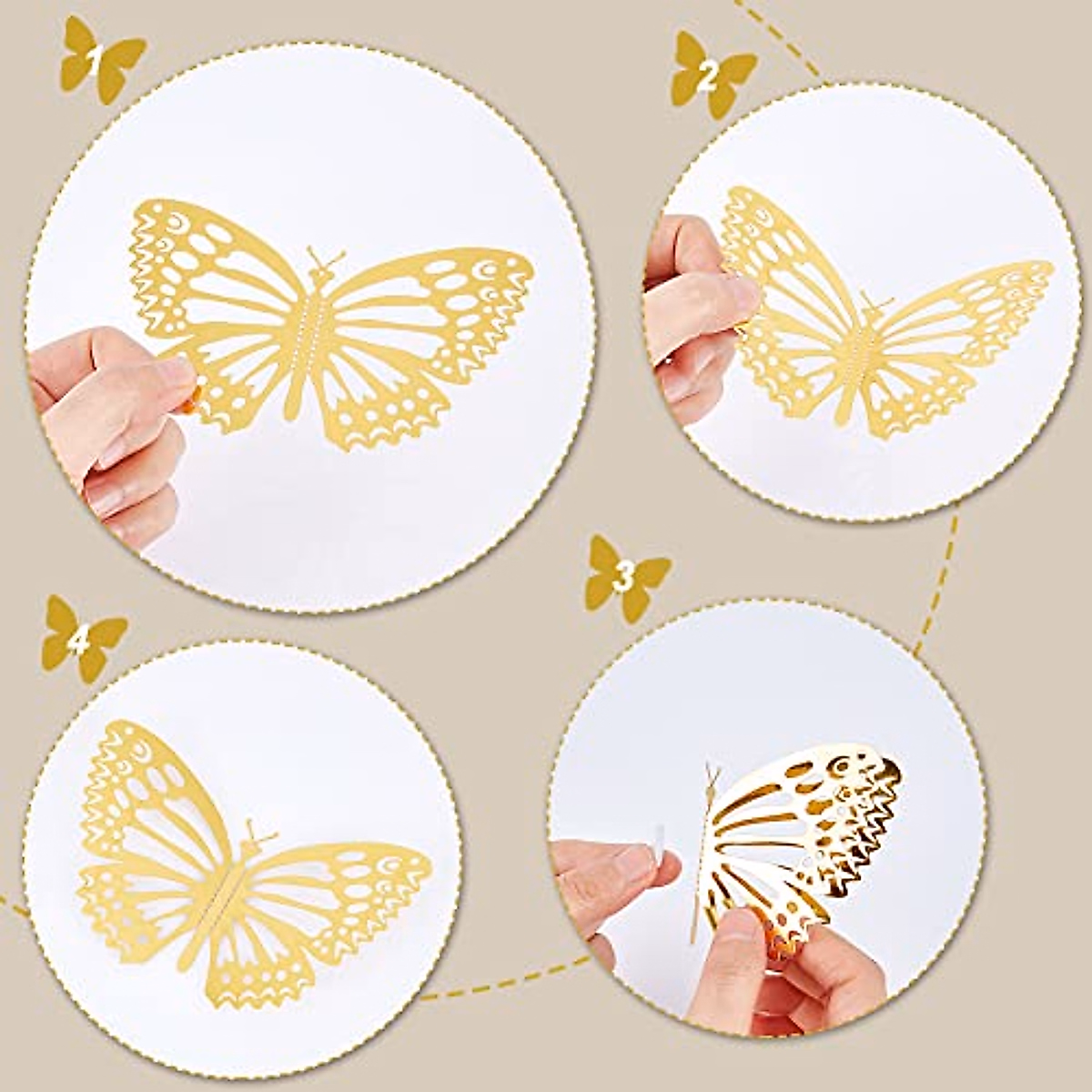 CHGCRAFT 160Pcs 5Styles Bouquet Wedding Corsages Pins 3D Gold Butterfly Wall Decor Include 100Pcs Head Pins 60Pcs 3D Gold Removable Butterfly Sticker for Birthday Party Wedding Garland