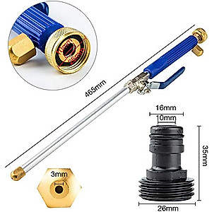 High Pressure Power Washer wand, Hydro Jet Water Hose Nozzle,Watering Sprayer Cleaning Tool, Wand Lance for Gutter Patio Car Pet Window Glass Blue
