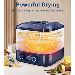 LanAqua Food Dehydrator Machine, Dehydrator for Food and Jerky with Adjustable Temperature(95-158°F) & 48H Timer, Digital Food Dehydrator with 5-Trays, Electric Food Dryer for Meat, Pet Treats, Herbs