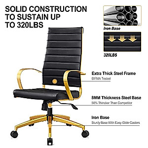 LUXMOD Vegan Leather high Back Office Chair, White