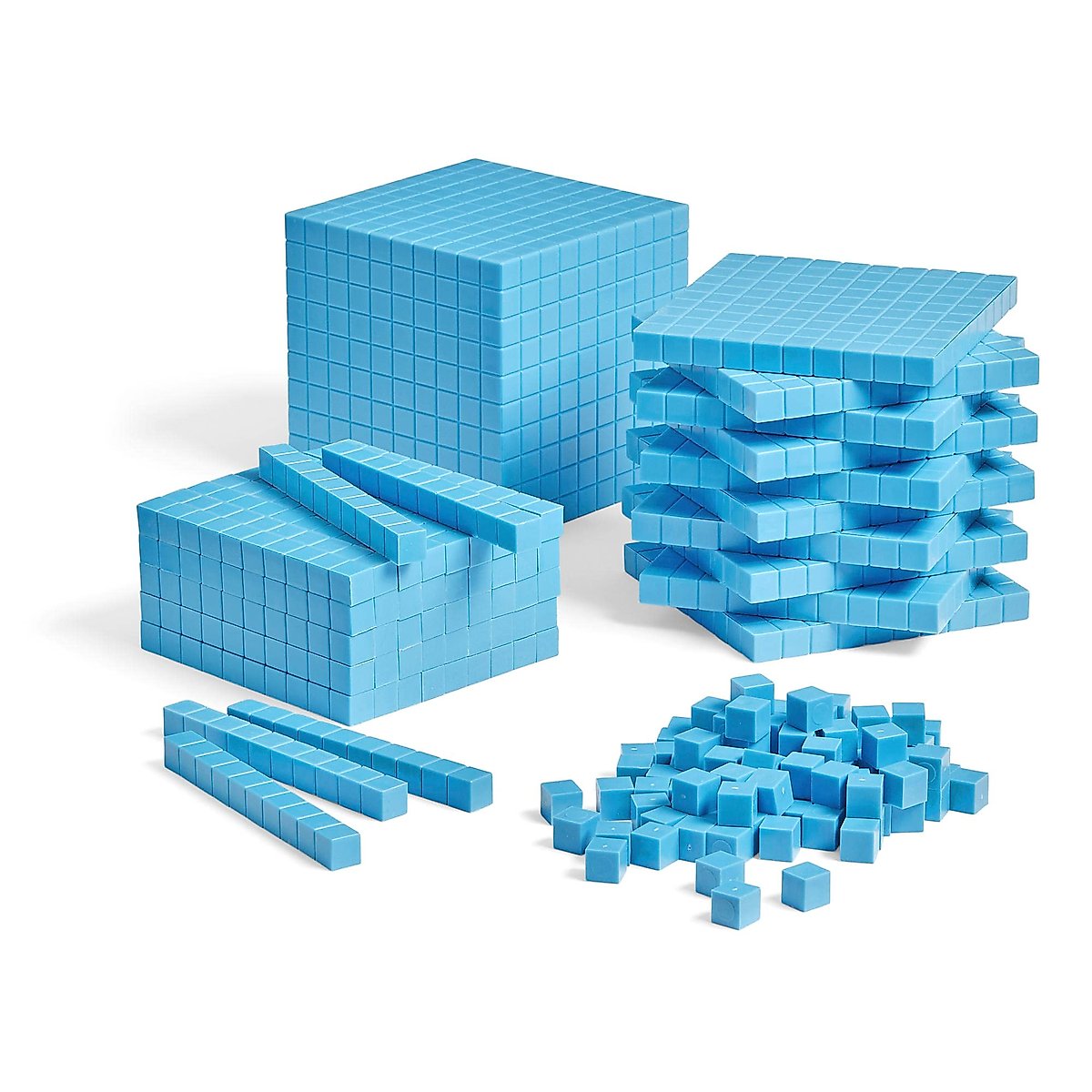 hand2mind Blue Plastic Base Ten Blocks Complete Set, Place Value Blocks, Counting Cubes for Kids Math, Base Ten Blocks Classroom Set, Math Blocks Kindergarten, Base 10 Math Manipulatives (Set of 322)