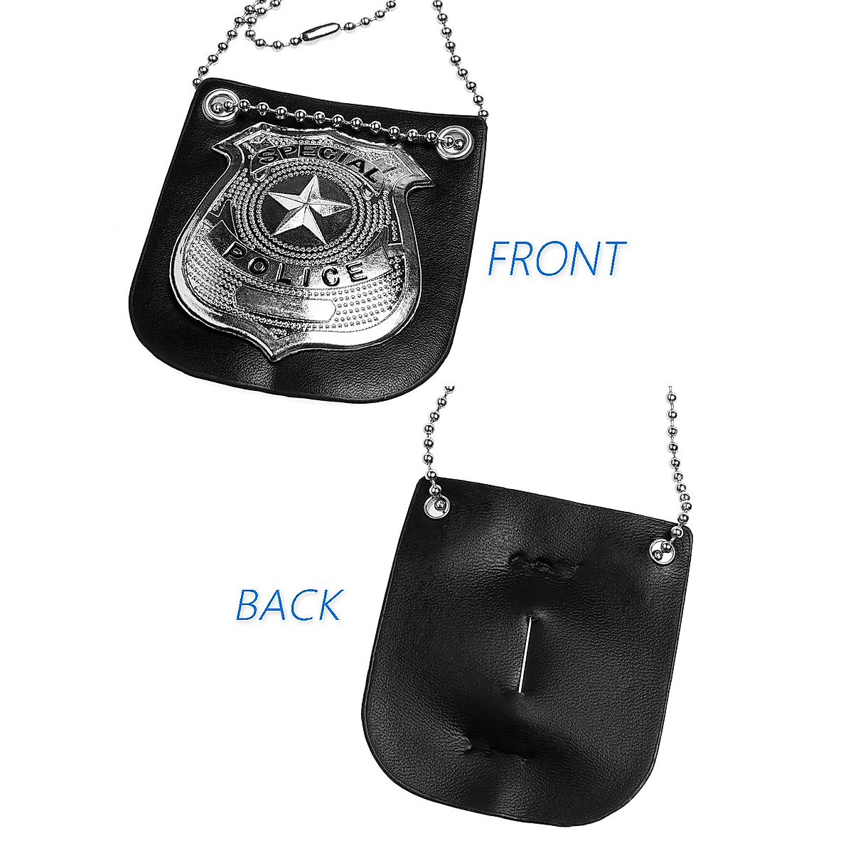 Joy Join Kids Police dress up Accessories Pretend Play Special Police Badge with Chain(Black)