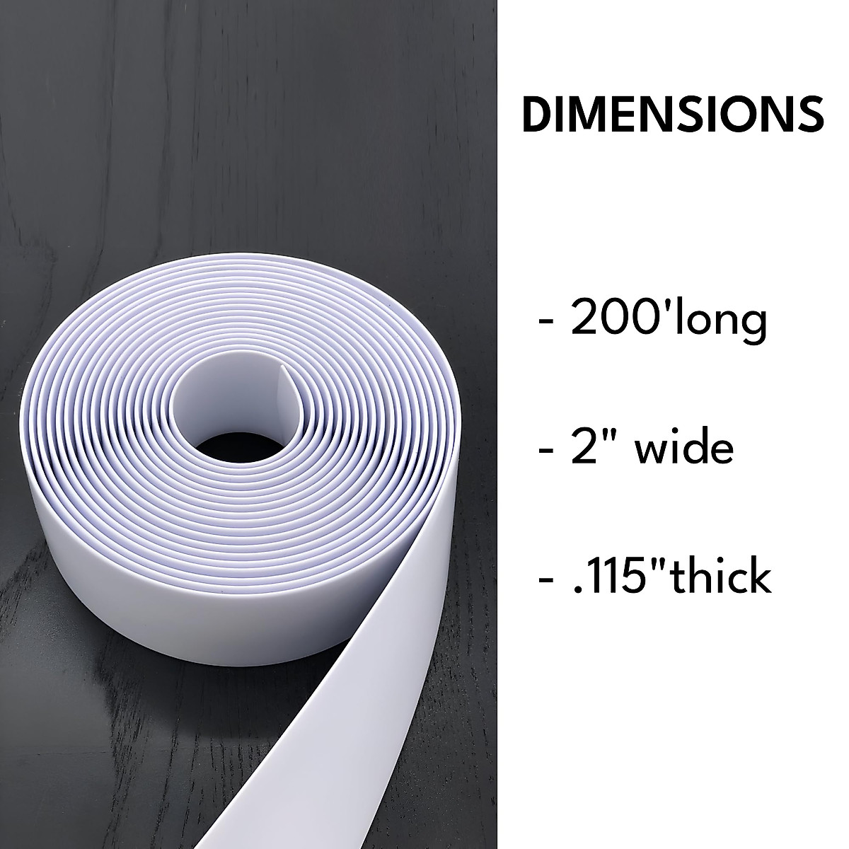 KOMORAX 2" Wide 200' Length Chair Vinyl Strap Strapping for Patio Lawn Garden Outdoor Furniture Repair Matte Finish Color (White)