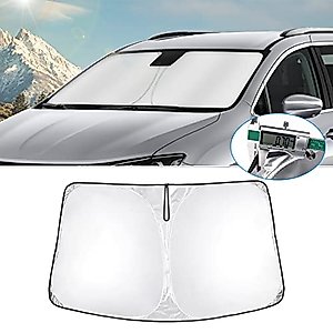 T TGBROS Windshield Sunshade for 2017 2018 2019 2020 2021 Chrysler Pacifica Minivan Window Sun Shade Foldable Sun Shield Upgrade Reflective Polyester Cover Block Heat and Sun
