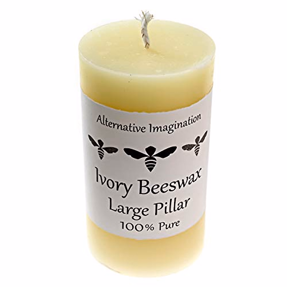 Alternative Imagination 100% Pure Beeswax Pillar Candle, White Ivory (3x6 Inch), 80 Hour, Hand-Poured, Made in USA