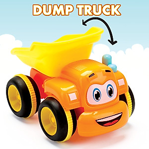 Toys for 3 Year Old Boy - 3 Friction Powered Trucks for 3+ Year Old Boys, Playmat & 16 Accessories, Push & Go Cars Cartoon Construction Vehicle Set - Toddler Boys Toys & Toy Trucks, Toddler Toys