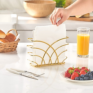 LEVIMETREE Gold Napkin Holder for Table - Stainless Steel Napkin Holders for Kitchen, Napkin Holders for Paper Napkins, Modern Serviette Holder Tissue Dispenser, Modern Napkin Holder for Table