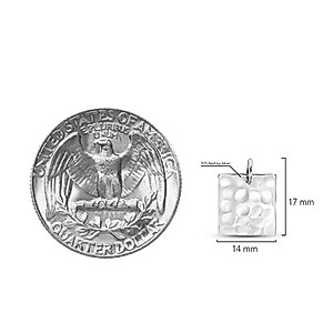 AeraVida Hammered Texture Square .925 Sterling Silver Pendant | Square Pendant Necklace for Women | Hammered Square Pendant Necklace