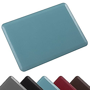Carvapet Anti-Fatigue Floor Mat Cushioned Kitchen Comfort Mat Waterproof Non-Slip Standing Desk Mats and Rugs Heavy Duty PVC Ergonomic Foam Mat for Home Kitchen Office Laundry,Teal,17.3"x28"