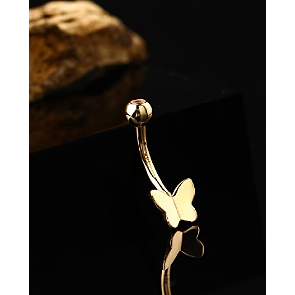 Jewseen 14K Gold Belly Button Rings for Women Butterfly Belly Rings Navel Piercing Jewelry Belly Piercing Body Piercing Jewelry