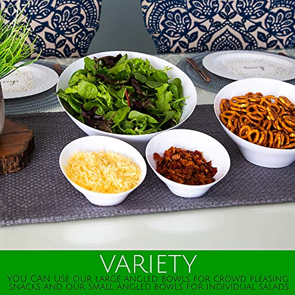 PLASTICPRO Disposable Angled Plastic Bowls Round Small Serving Bowl, Elegant for Party's, Snack, or Salad Bowl, Clear Pack of 8