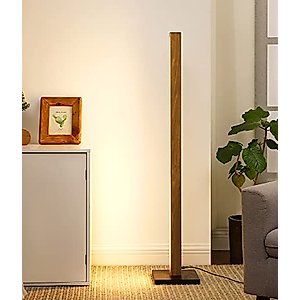 EDISHINE Wooden Corner Floor Lamp, Sleek Dimmable LED Atmosphere Lamp, Minimalist Standing Mood Lighting for Living Room, Bedroom, Studio, Office, 3000K Warm Light, 46"