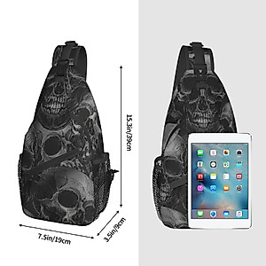 Cool Skull Crossbody Sling Backpack For Men Women,Shoulder Chest Daypack Bag For Travel Hiking